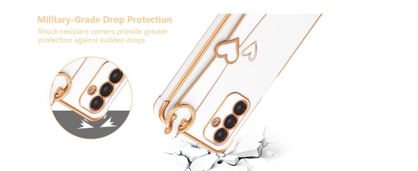 Amazon.com: ZTOFERA for Samsung Galaxy A13 5G Case with Wrist Strap,Luxury Cute Plating Edge ...