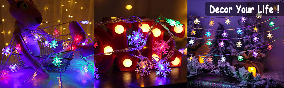 Amazon.com: Christmas Snowflake String Lights, 49 ft 100 LED ...