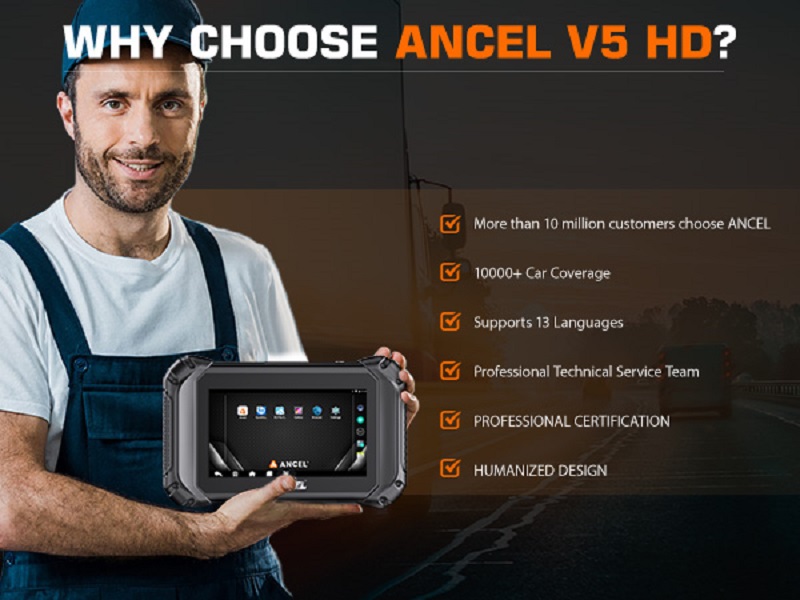 Amazon.com: ANCEL V5 HD Heavy Duty Truck Scanner,2024 Elite Bidirectional Diesel Diagnostic Scan ...