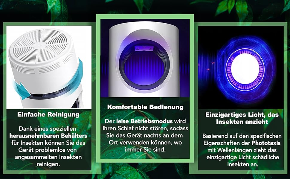 Ultra Starke CRONOS Insektenlampe mit UV-Wellenlänge bis 368 nm! – USB - Arbeitsbereich: 20-40m2 ...