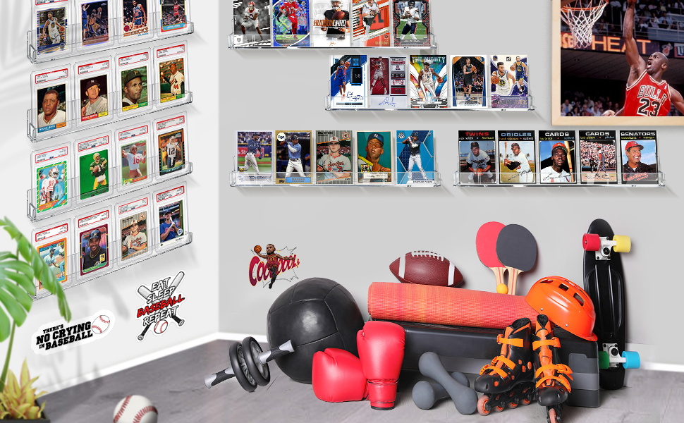 Amazon.com: tutata Sports Card Display Shelf for Wall, Hold 16 Graded or 20 Sleeved Trading ...