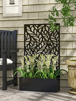 Outsunny Raised Garden Bed with Trellis Outdoor Privacy Screen with Elevated Planter Box, Metal ...