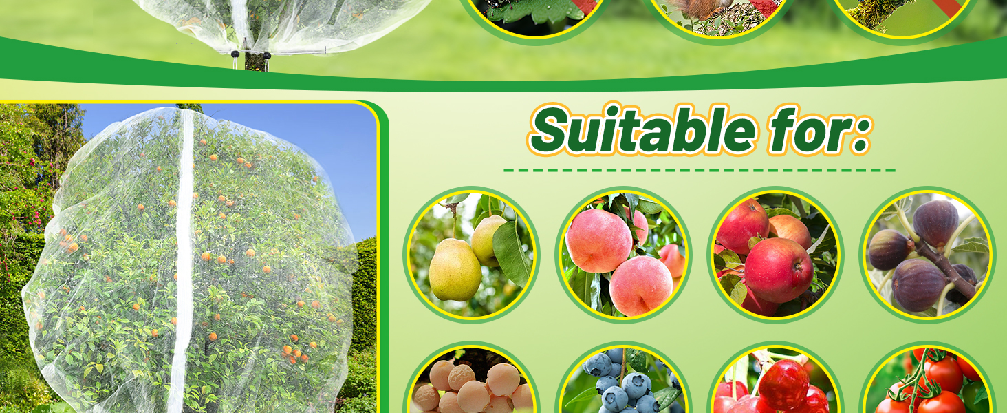 Amazon.com : Easy Installation Fruit Tree Netting with Zipper & Drawstring - 8.2x6.6ft Ultra ...