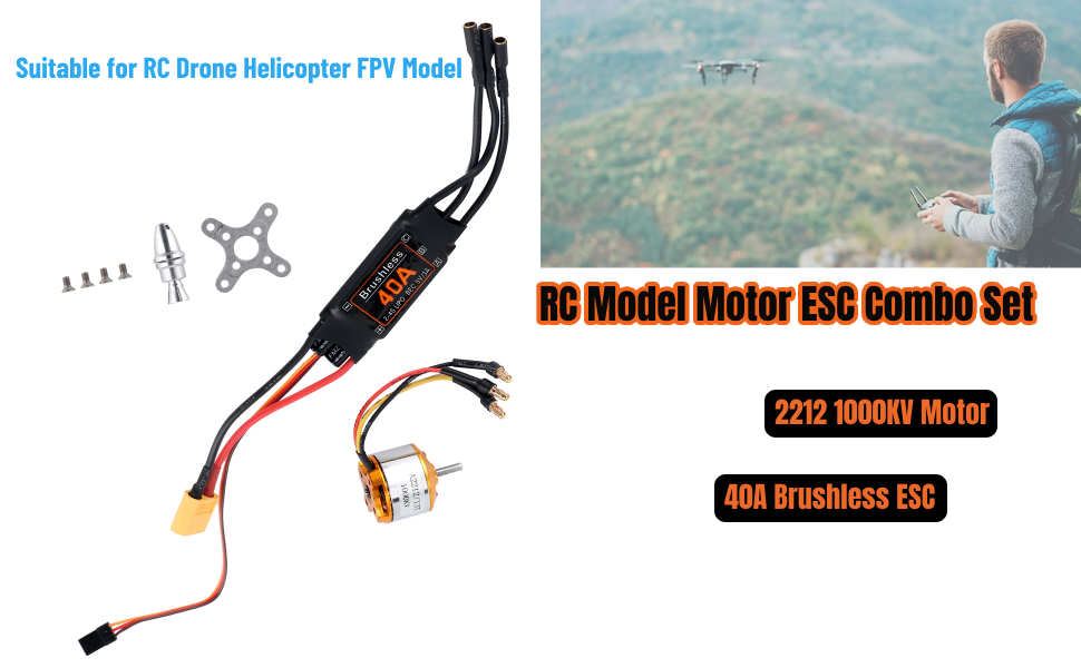 Amazon.com: RC Airplane Motor ESC Combo Set, 2212 1000KV Motor with 40A Brushless ESC and ...