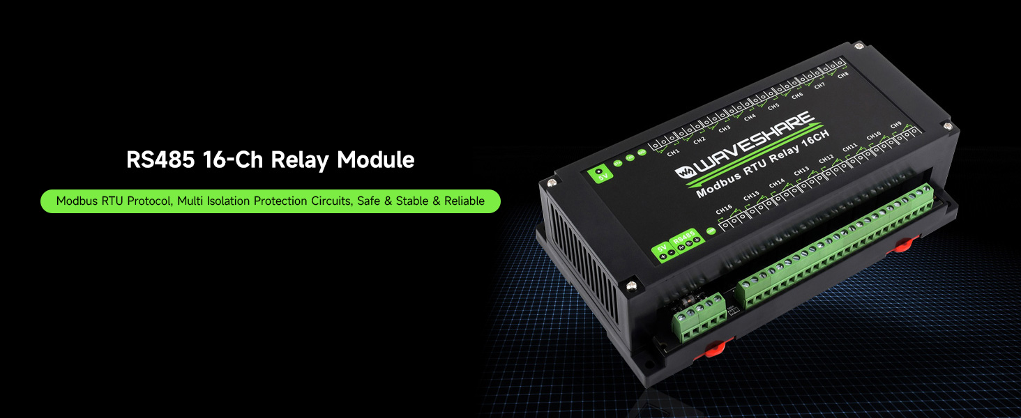 Amazon.com: Waveshare Modbus RTU 16-Ch Relay Module, RS485 Interface, with Multiple Isolation ...