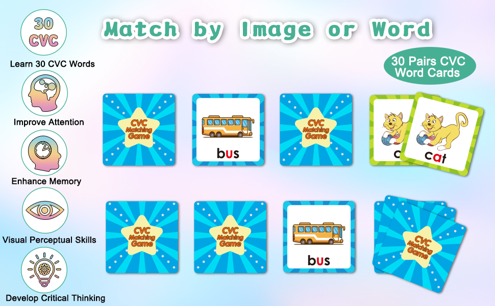 Amazon.com: Memory Game, CVC Word Games Kindergarten, Memory Games for ...