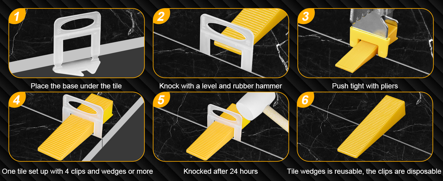 Tile Leveling System Clips 1/8 Inch (3mm) 100Pcs Tile Spacers Leveling ...