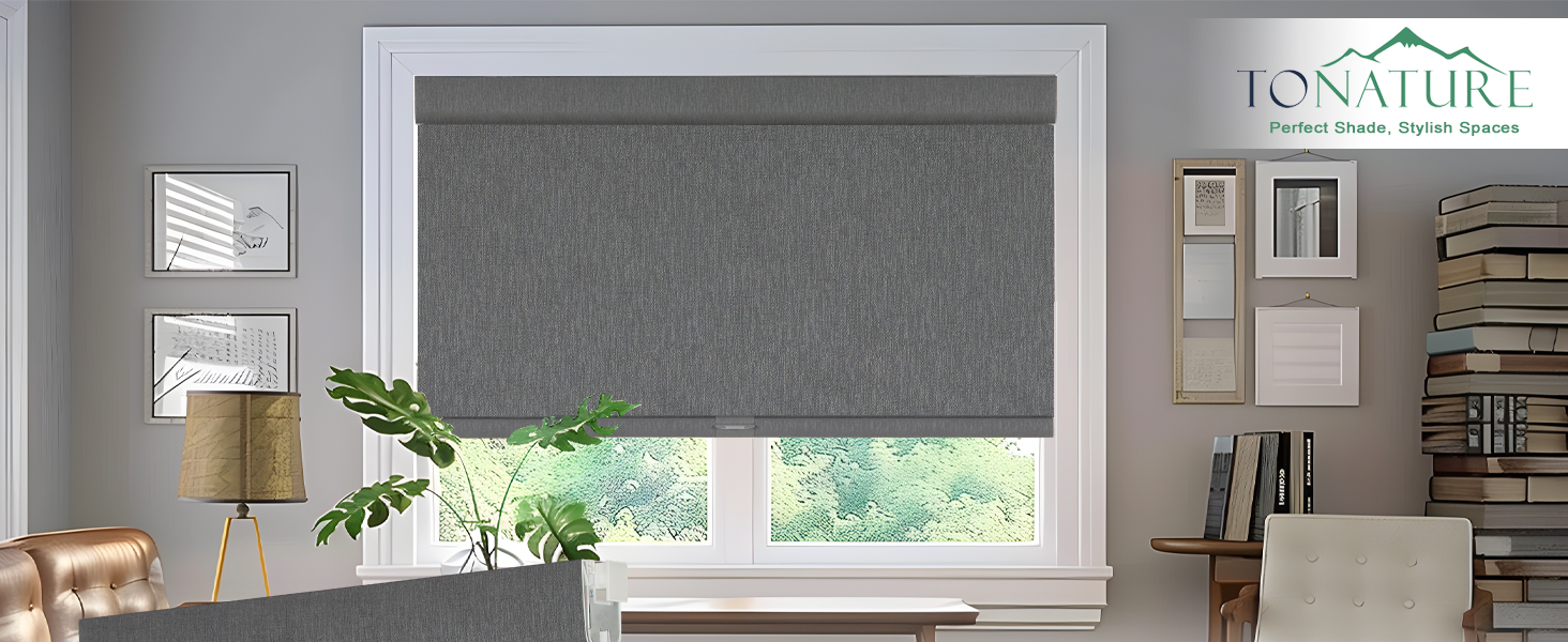 Amazon.com: Tonature No Drill Blackout Roller Shades Cordless Window Blinds for Indoor Windows ...
