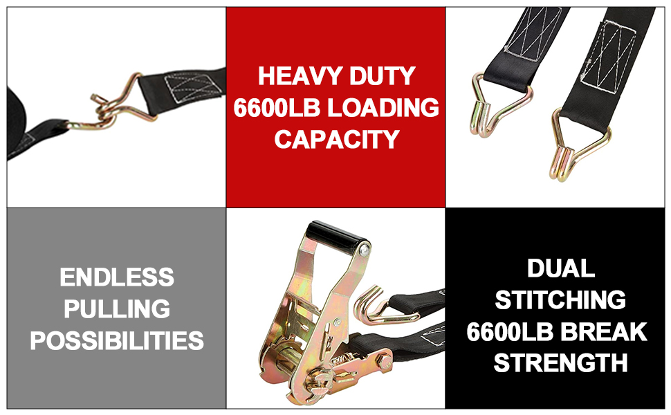 Amazon.com: 2 PCS 2 Inch Ratchet Straps Heavy Duty, 20ft Tie Down ...