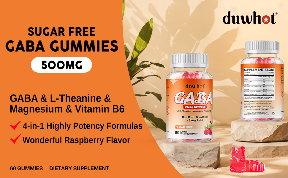 Amazon.com: duwhot GABA Gummies 500mg for Cortisol Balance, Stress Relief Gummies for Adults ...
