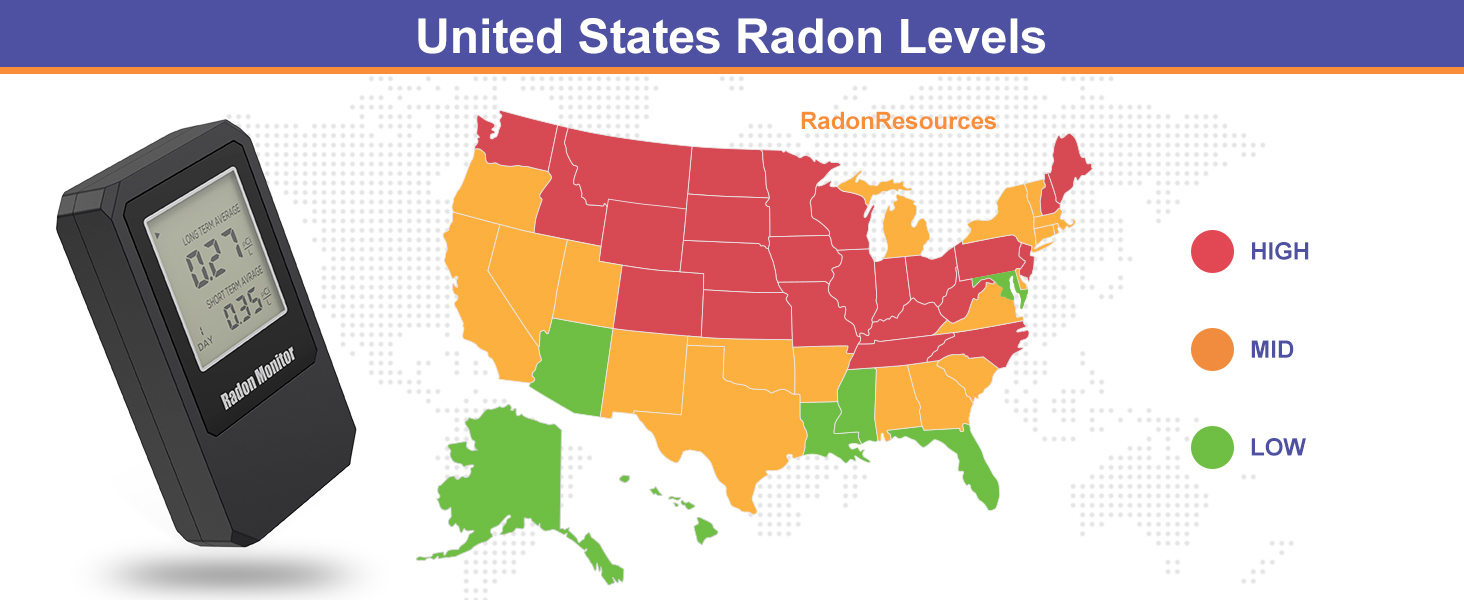 Amazon.com: Life Basis Home Radon Detector, Portable Radon Tester for ...