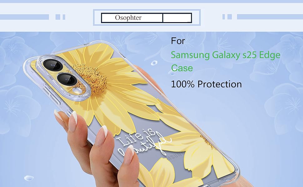 Amazon.com: Osophter for Samsung Galaxy S25 Edge Case: Women Girls Flower Floral Flexible TPU ...