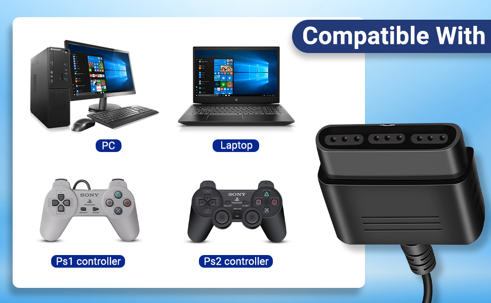 Amazon.com: Gamer Gear PS1 PS2 to USB Adapter Controller Converter for ...