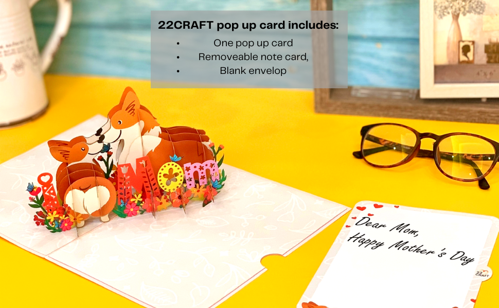 Amazon.com : By 22CRAFT - Pop Up Mothers Day Card, Funny Love Corgi Dog Mom Mother's Day Card, 6 ...