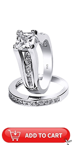 Amazon.com: MABELLA 925 Sterling Silver Cubic Zirconia Princess Cut Women's Wedding Engagement ...