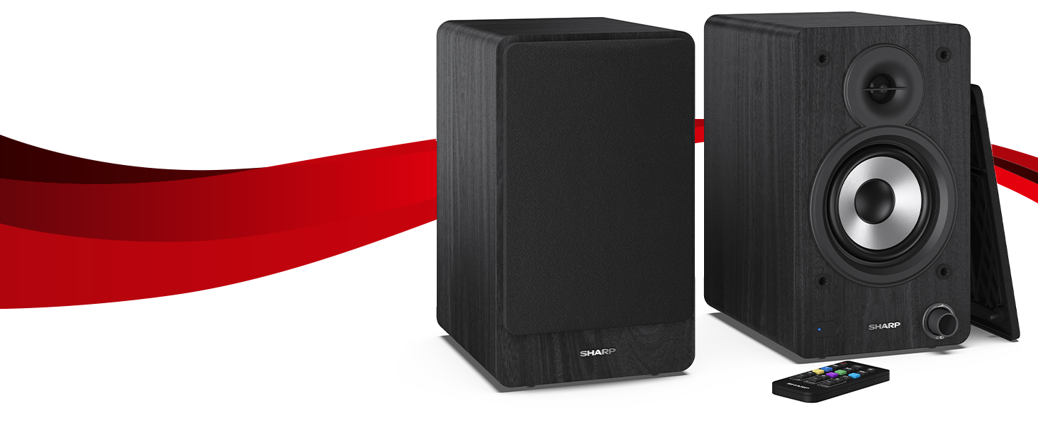 Sharp CP-SS30(BR) 60W RMS (2x 30W) 2-way Active Bookshelf Speakers ...