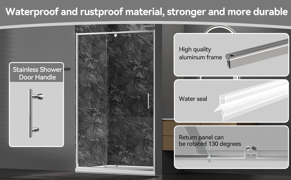 Findepot 38-42" W x 71" H Pivot Glass Shower Door,Pivot Shower Door with 1/4"(6mm) Clear Glass ...