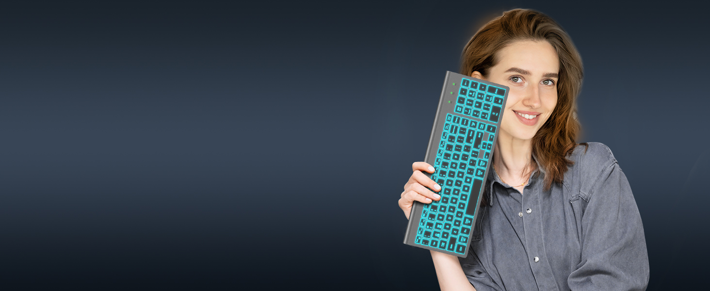 Sablute Wireless Keyboard And Mouse Combo Backlit Compact Quiet Keyboard With Rgb