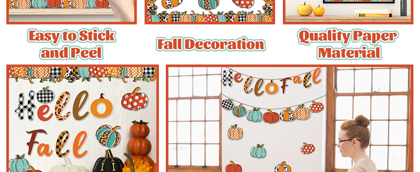 Amazon.com: Whaline 83Pcs Hello Fall Bulletin Board Kit Pumpkin ...