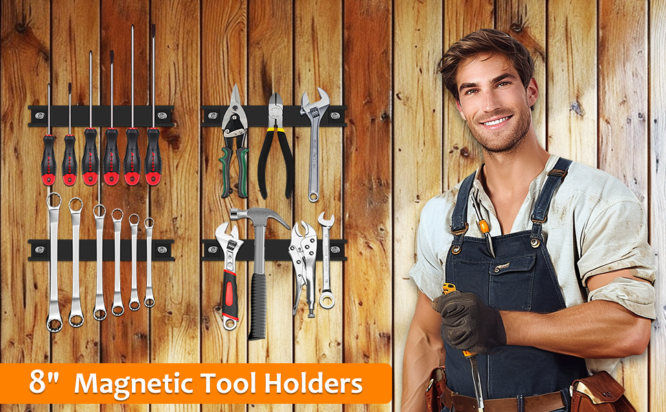 Amazon.com: 8' Heavy Duty Magnetic Tool Strip, 4 Pack Rubber Protected, Storage Organizer for ...