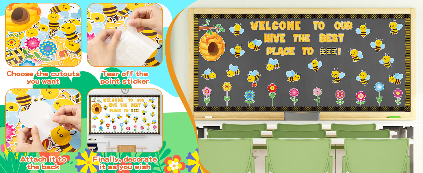 Amazon.com : CPicdn 117Pcs Summer Bee Bulletin Board Classroom ...