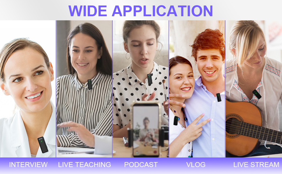 Amazon.com: IIQ 2 Pcs Wireless Lavalier Microphone for iPhone iPad with Charging Case,48H ...