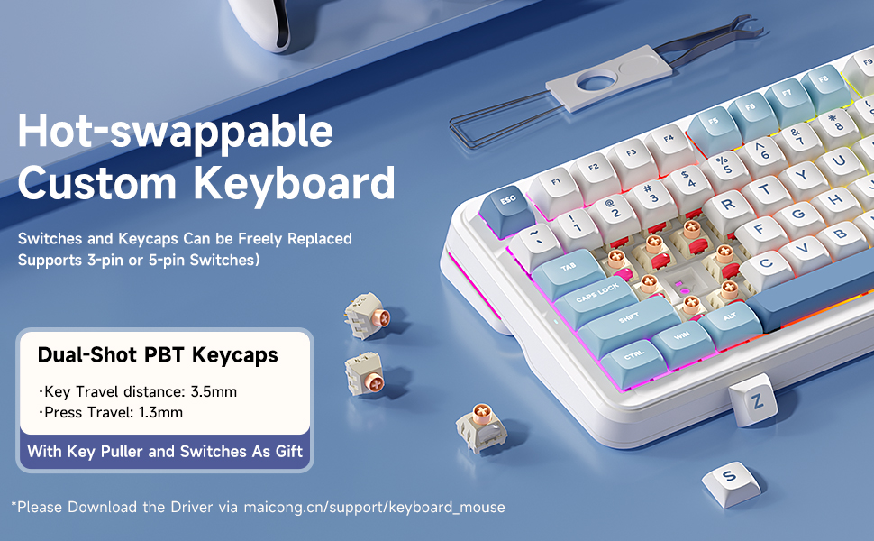 MCHOSE K99 98% Wireless Mechanical Keyboard, Tri-Mode Connection, Six-Layer Padding Gasket, RGB ...