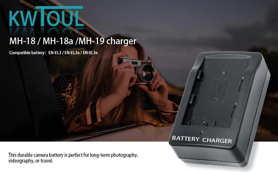 KWTOUL MH-18/MH-18a/MH-19 Camera Battery Charger for EN-EL3/EN-EL3a/EN-EL3e Battery Compatible ...