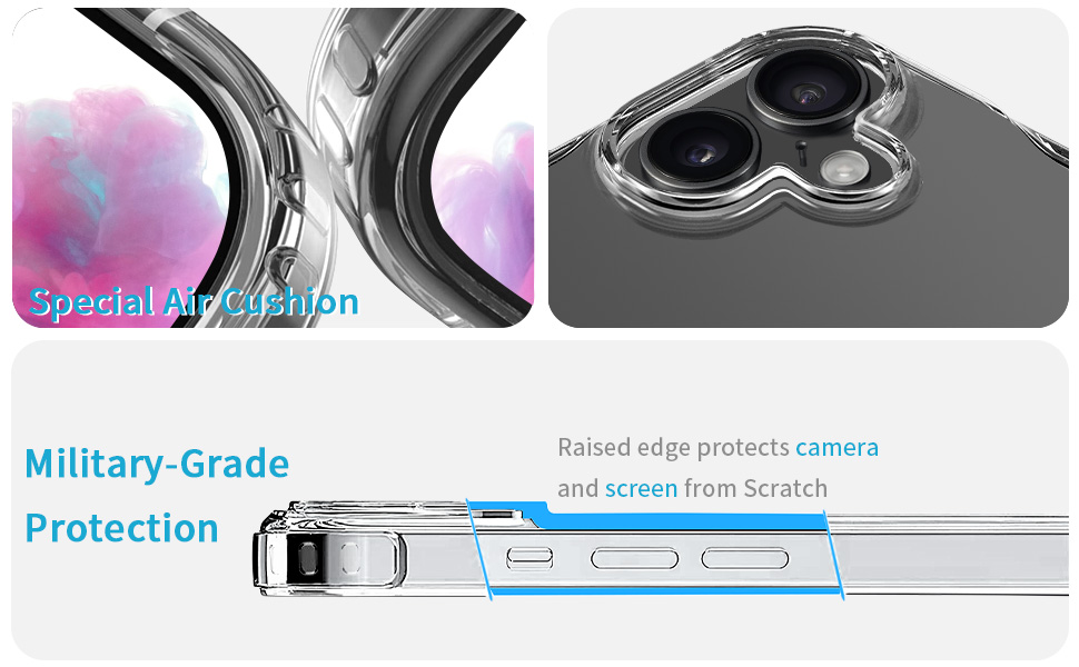 Amazon.com: JJGoo Compatiable with iPhone 16 Case Clear, Transparent Shockproof Phone Case for ...