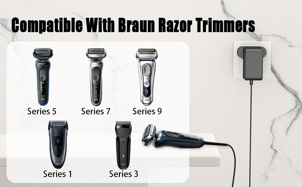 BIUBOTY 12V Charger for Braun Shaver Charger 2 Pin Power Cable UK Plug for Braun Beard Trimmer ...
