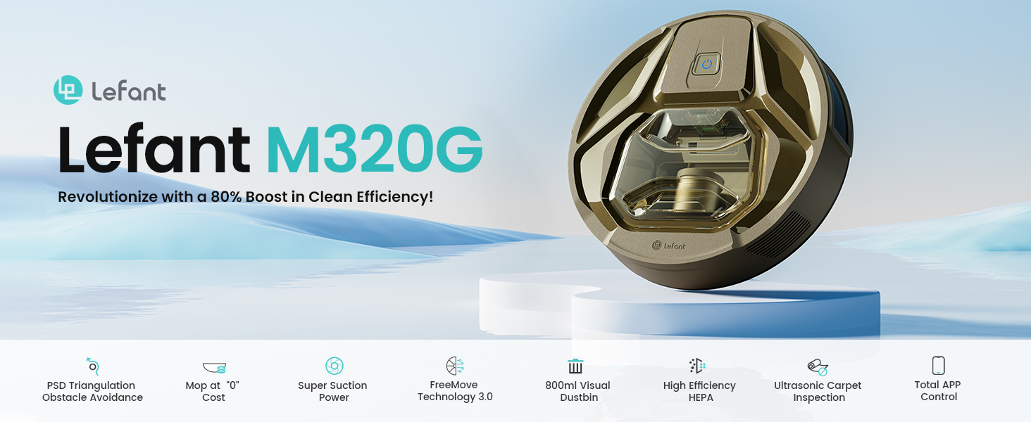 Amazon.com - Lefant M320G Robotic Vacuum Cleaner, Carpet Detection, 8,000 Pa Suction, Low Noise ...