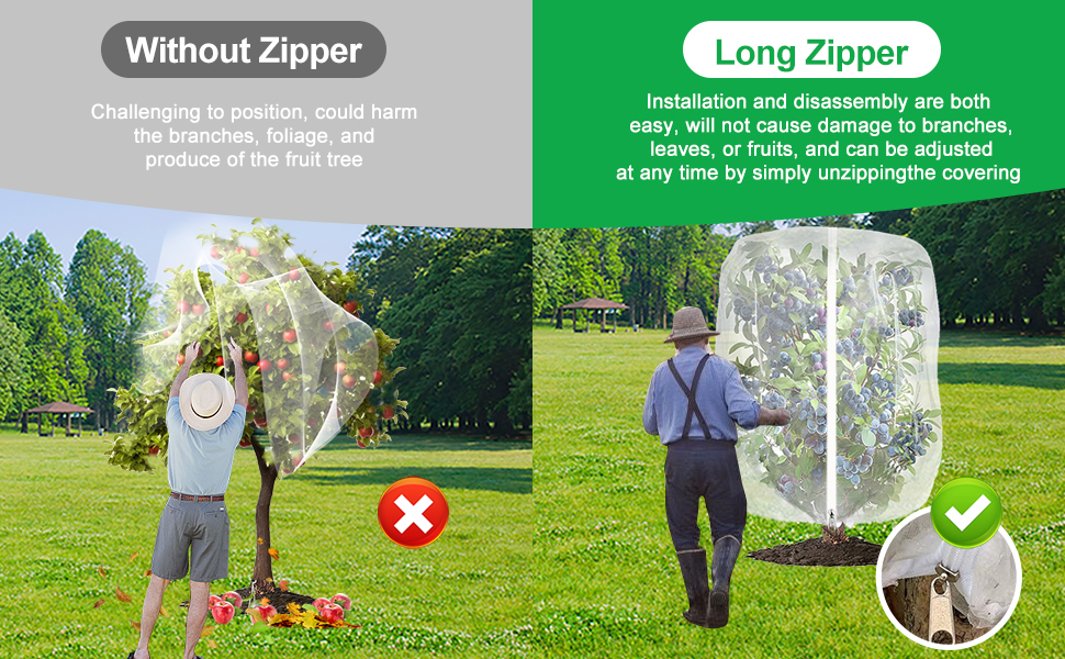 Amazon.com : 2PCS Fruit Tree Netting Cover with Ziper & Drawstring -Fruits Blueberry Bush ...
