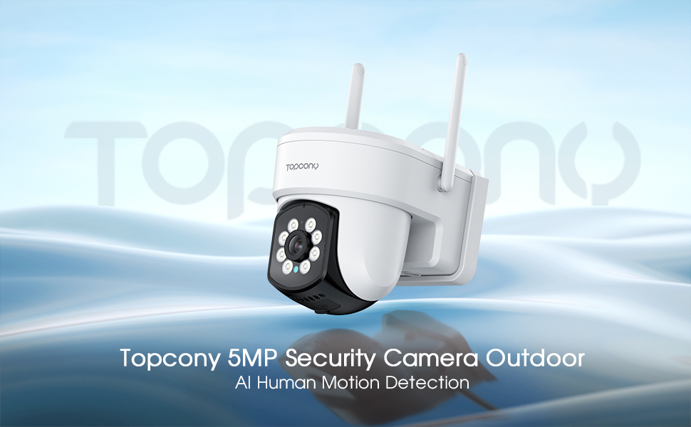 Topcony 5MP Überwachungskamera Aussen,355°/90°PTZ WLAN Kamera Outdoor mit Mensch Bewegungsmelder ...