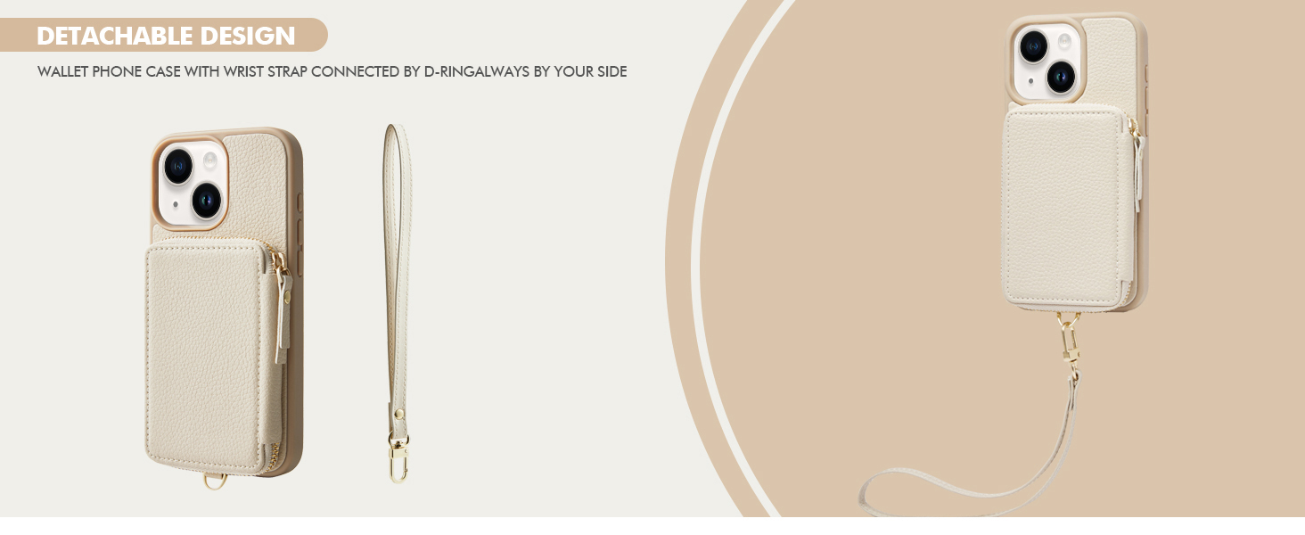 Amazon.com: ZVE Wallet Case for iPhone 15, Phone Case with Card Holder Wrist Strap Compatible ...