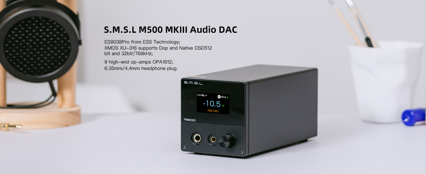 SMSL M500 MKIII ES9038PRO MQA DAC, 9*OPA1612A, XMOS XU316 USB DAC, Bluet.../Optical/Coxial Input ...