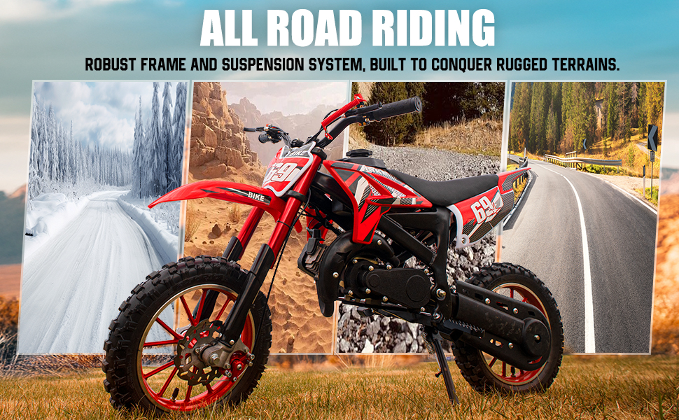 Amazon.com: 2025 49CC 2-Stroke Gas Kids Dirt Bike, Dual Suspension Gas Powered Off Road ...