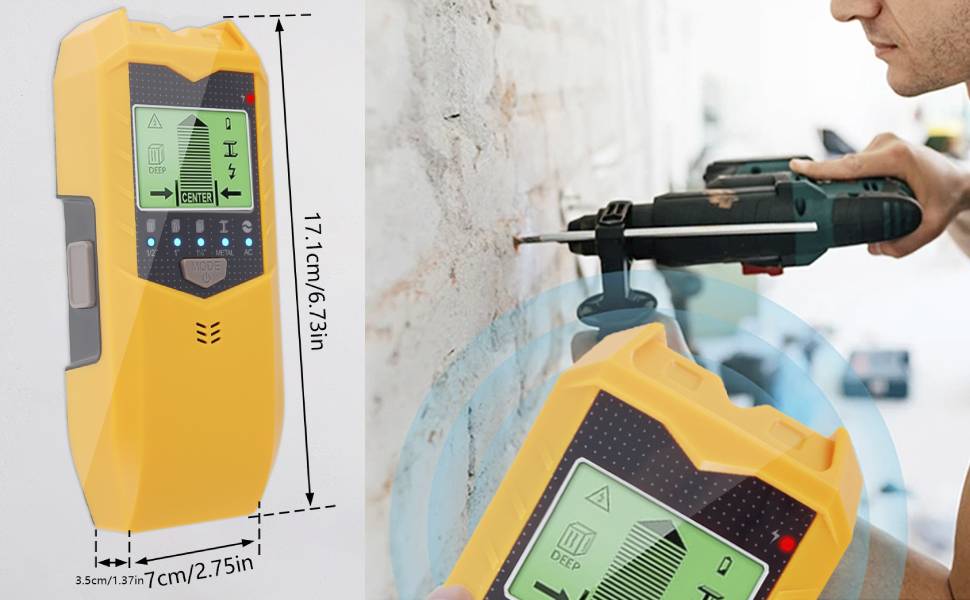 GUANSHANG Stud Finder Sensor 5 in 1 Battery Operated SH402 Wall Scanner Detector Portable ...
