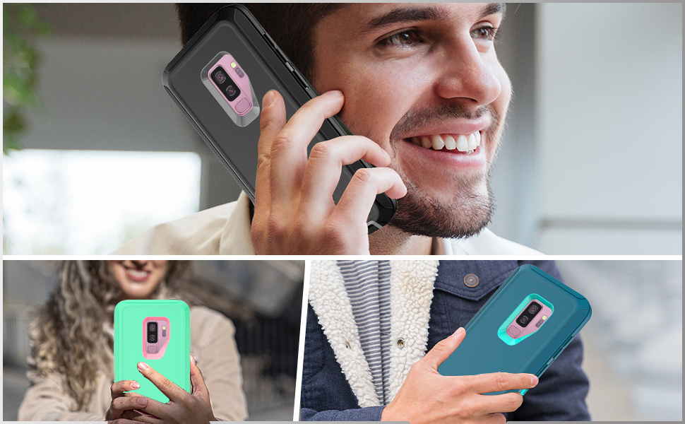 Amazon.com: HONG-AMY Galaxy S9 Plus Case with Self Healing TPU Screen Protector [2 Pack], 3 in 1 ...