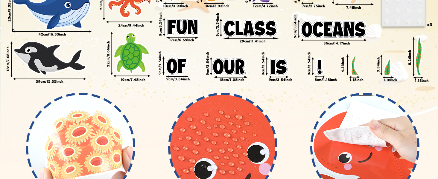 Amazon.com: Justforjoyful 85Pcs Ocean Bulletin Board Set Ocean Sea ...