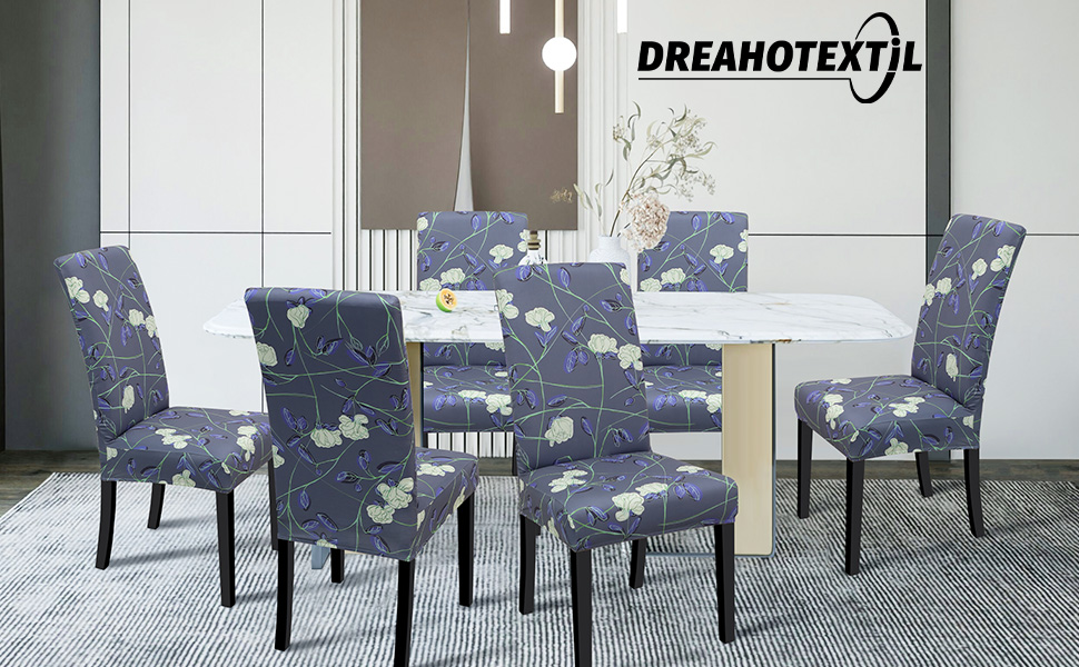 Amazon.com: Dining Chair Covers,Dining Room Chair Covers Set of 6,Stretch Kitchen Chair Cover ...