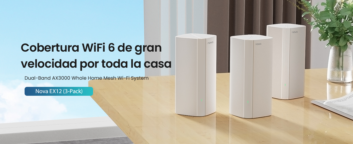 Tenda Nova WiFi 6 Mesh System EX12- AX3000 Mesh WiFi Router, hasta 2402 Mbps en 5 GHz, Cubre ...