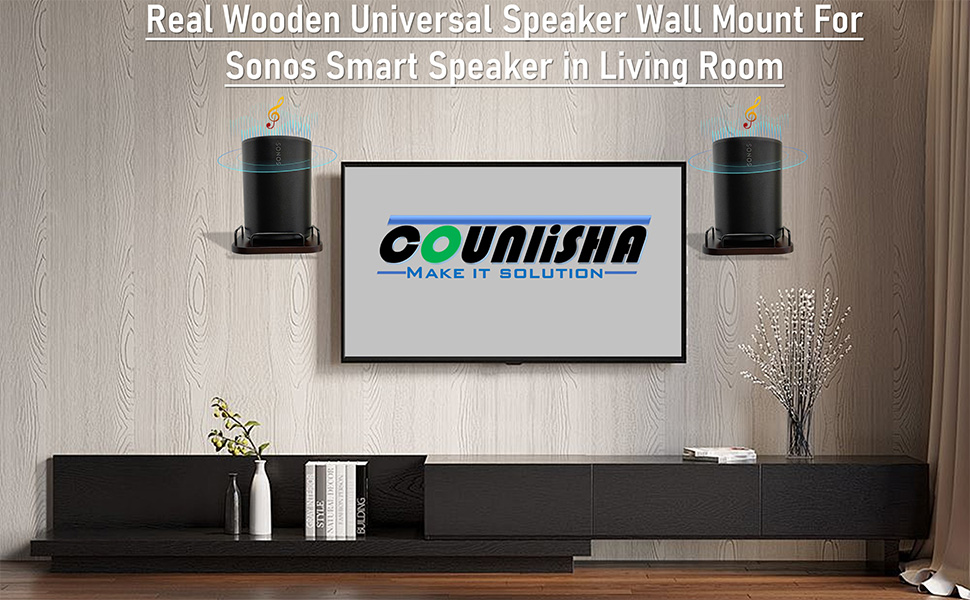 Amazon.com: Universal speaker wall mount for roku speaker,homepod 2nd,adjustable real wood wall ...