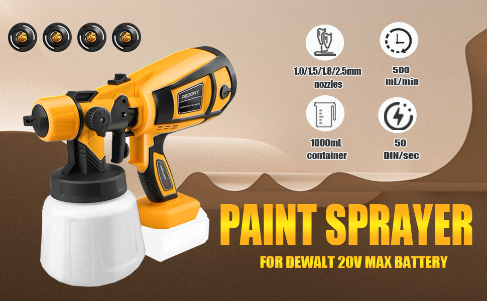 Amazon.com : PEDONY Cordless Paint Sprayer for DEWALT 20V Battery HVLP Electric Spray Paint Gun ...