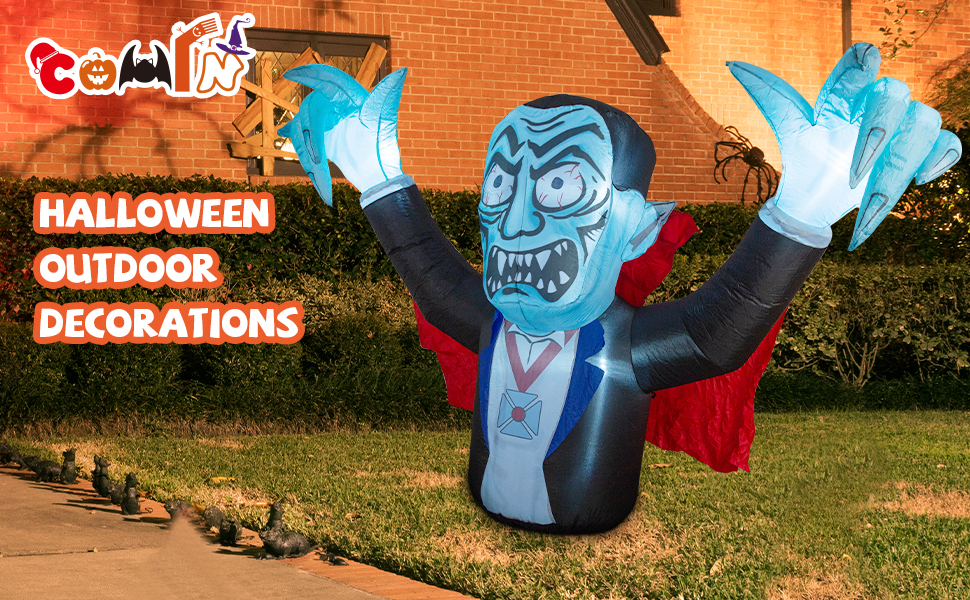 Amazon.com: COMIN 7 FT Halloween Inflatables Vampire Outdoor Decorations Blow Up Yard Scary with ...
