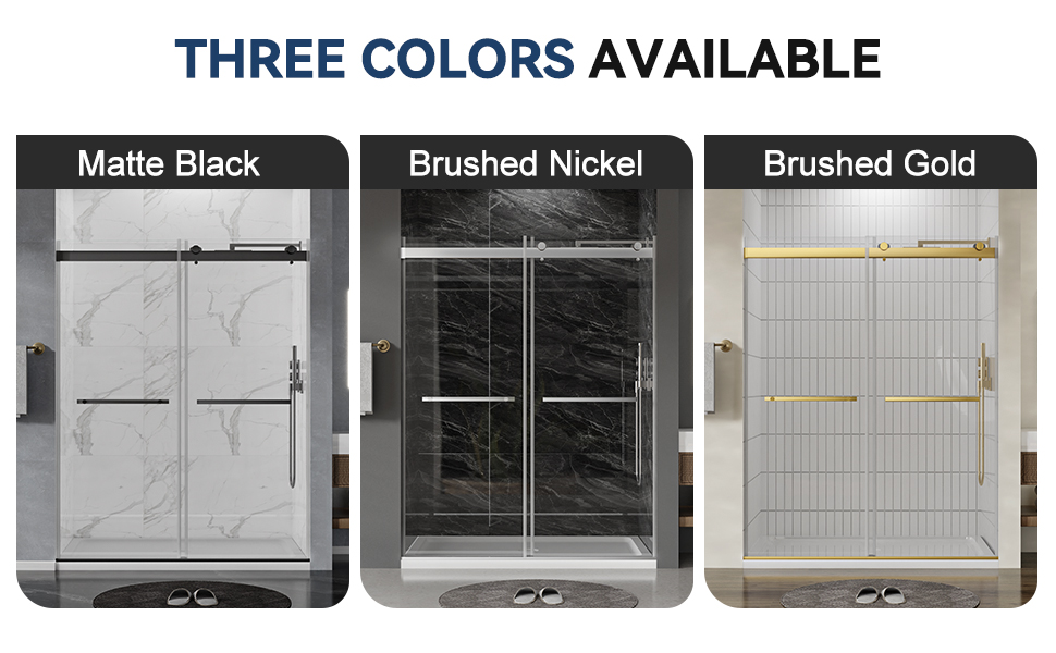 Findepot 56"-60" W x 75" H Frameless Shower Door, Double Sliding Shower Door,5/16"(8mm) Clear ...