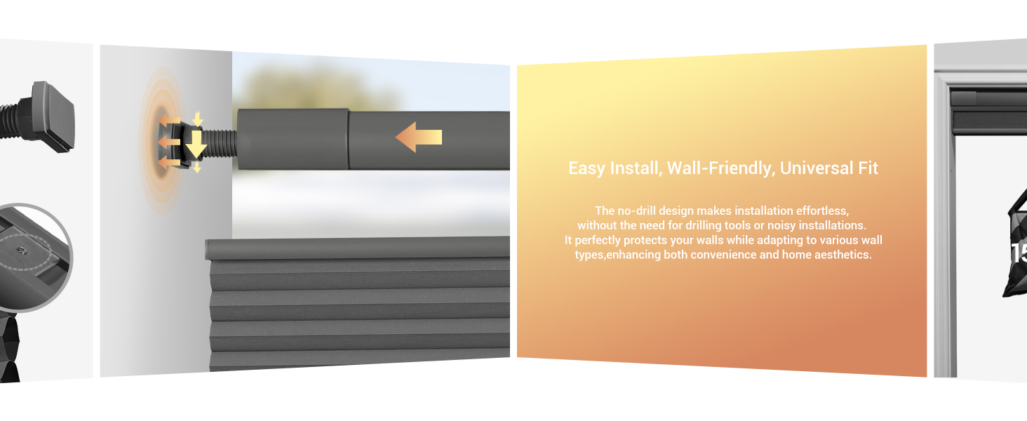 HOTSOON No Drill No Tools Blackout Cellular Shades Top Down Bottom Up ...