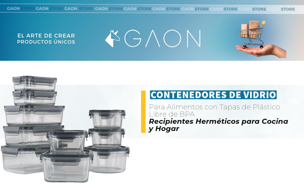 Juego de 10 Contenedores de Vidrio para Alimentos con Tapas de Plástico ...