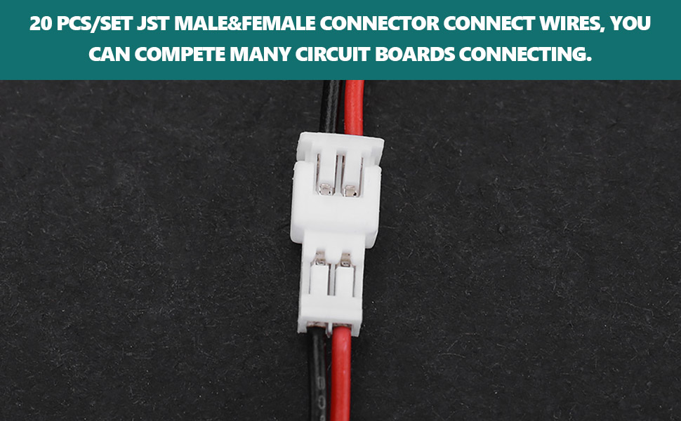 20PCS/Pack Micro JST Connector with Cables 1.25MM 2 Pin Male Female Connector Plug Tin Plated ...