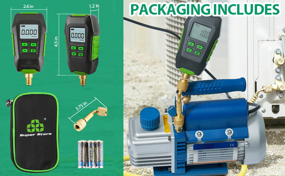 Amazon.com: Rogvoc Digital Vacuum Gauge, HVAC Micron Vacuum Gauge ...