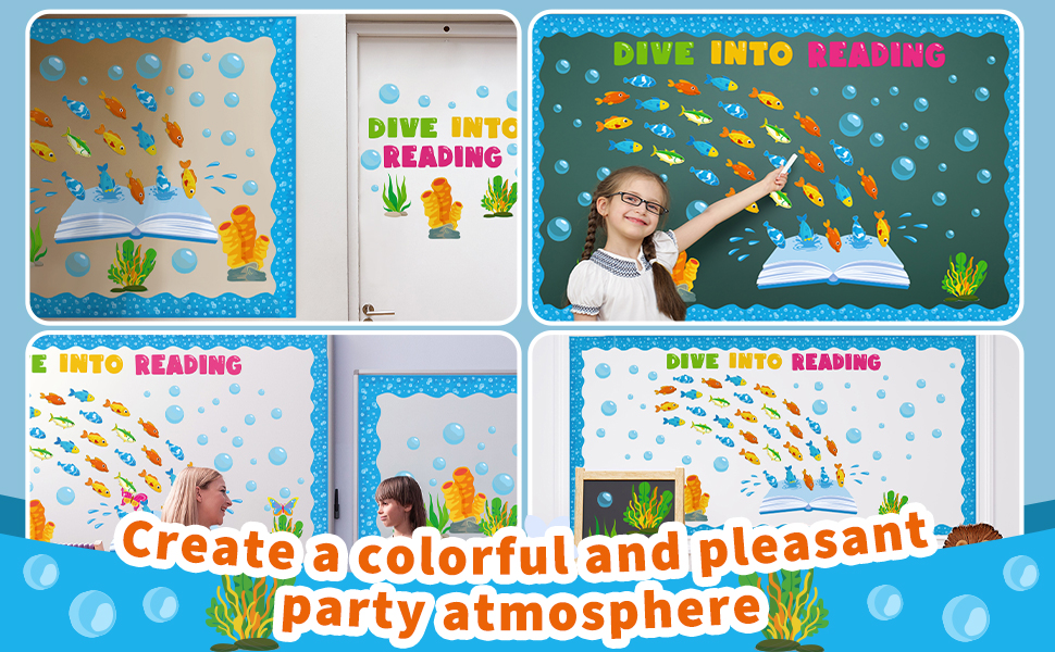 Amazon.com: Kepeel Tropical Fish Bulletin Board Decorations Set, Under ...